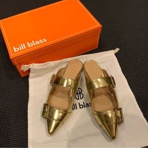 bill blass | Shoes | Anthropologie Bill Blass Sylvia Gold Foil Pointed ...